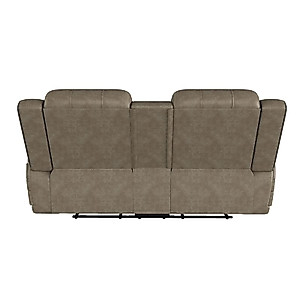 Lexicon Centeroak Contemporary Microfiber Reclining Loveseat in Sandy Brown