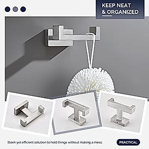 Angle Simple Double Towel Hook, SUS304 Stainless Steel Bath Towel Holder, Bathroom Double Robe Hook, Hand Towel Hanger Wall Mount, Brushed Nickel