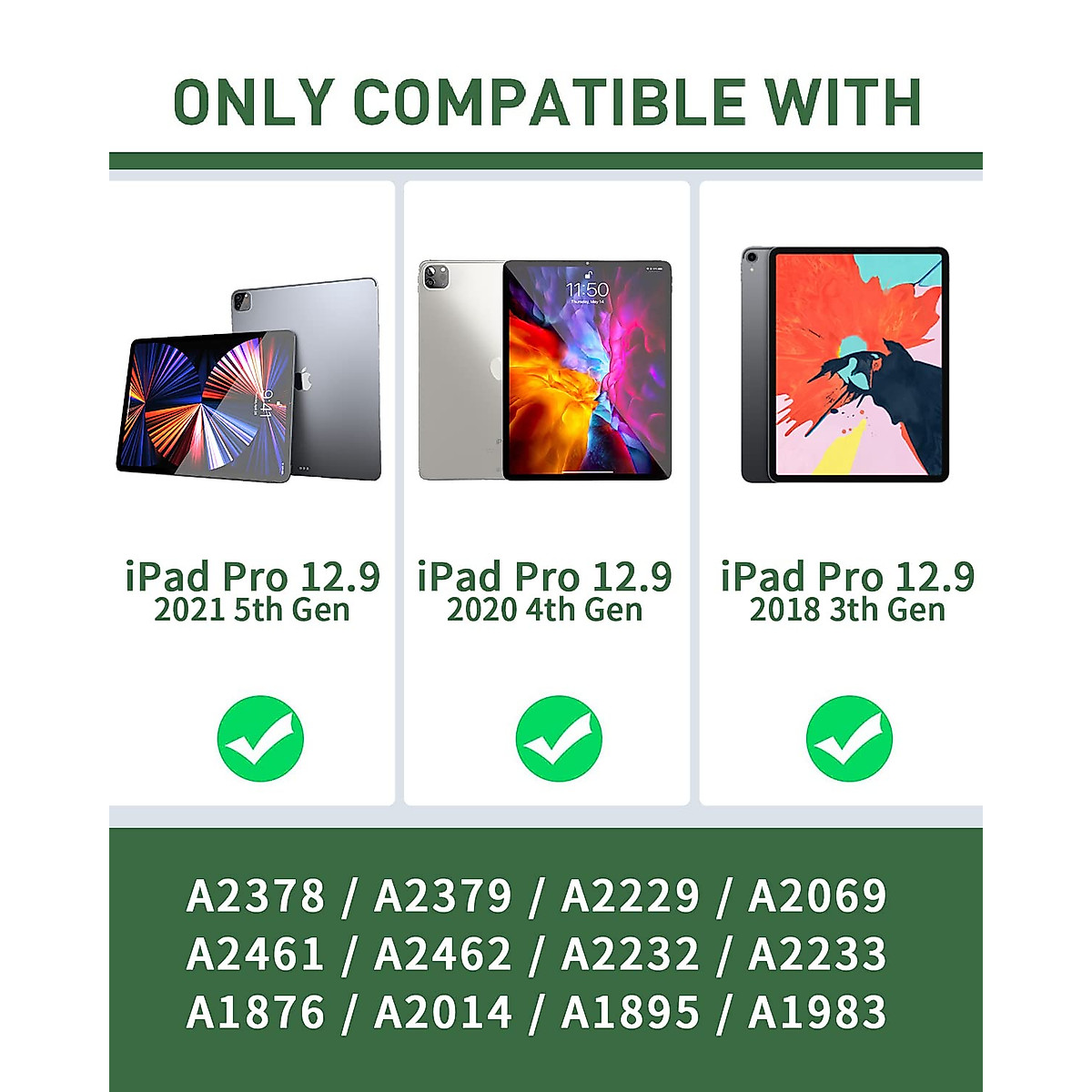 iPad Pro 12.9" Case 2022 2021 2020 2018,AICase Heavy Duty Hybrid Shockproof Hard Cover Rubber Stand with Screen Protector+Stytus for Apple iPad Pro 12.9-inch (6th,5th, 4th & 3rd Gen)