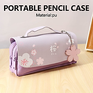 Limnyves Purple Blossom Pencil Case PU Leather Pencil Case Stationery Pencil Case Pencil Case Pencil Case
