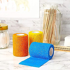 Self Adhesive Wrap, Glitter Cohesive Vet Tape for Pets (3x180 in, 12 Pack)