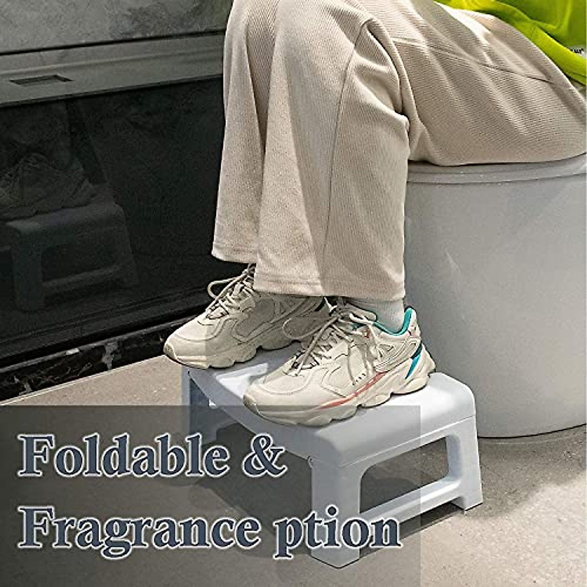 Toilet Stool Foldable Poop Stool Adult Bathroom Stool Toilet Step Poop Foot Stool with Scented Bead Box Folding Squat for Toddler and Adult Bathroom Stool 7-inch Height Toilet Assistance Steps White