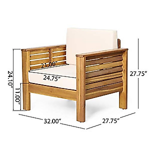 Christopher Knight Home Louver Chat Set, Teak + Cream