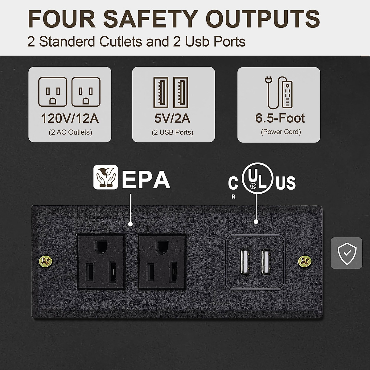 VECELO Black End Table Set of 2 with USB Ports and Outlets,24Inch Nightstands with Charging Station and Storage Shelf for Bedroom,Living Room