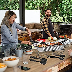 ROVSUN Chafing Dish Buffet Set Disposable, Buffet Servers and Warmers, Food Warmer for Parties Buffets, 48 Pieces Catering Set, Includes Full-Size Wire Chafer Stand, Disposable Pans & Utensils