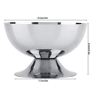 Wallfire Stainless Steel Ice Cream Cups Serving Dessert Dish Bowls Large Capacity 200ml Round Yogurt Cup Dessert Bowl Suited For, Snacks, Cereal, Salad Fruit Pudding (Short)