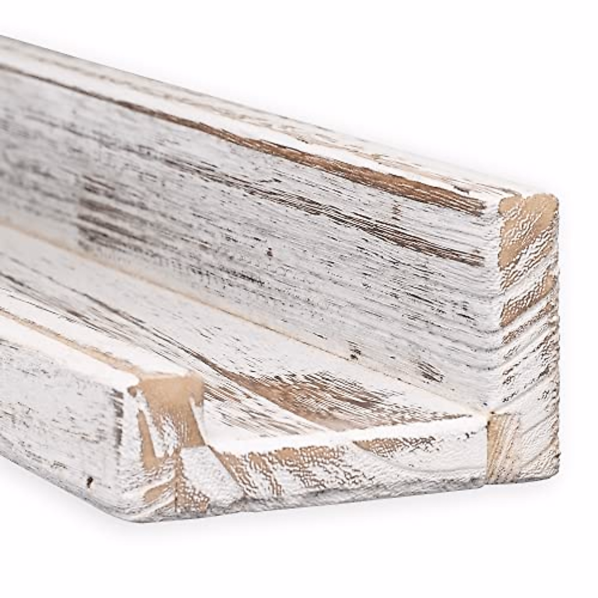 Rustic State Ted 72" Wall Mount Extra Long Narrow Picture Ledge Photo Frame Display - Wooden Floating Shelf for Living Room Office Kitchen Bedroom Bathroom - Burnt White - Set of 2