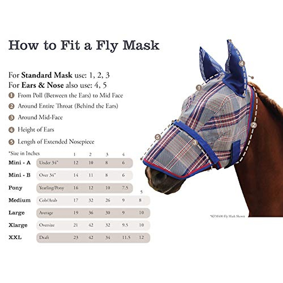 Kensington Fly Mask with Fleece Trim for Horses — Protects Face and Eyes from Flies and Sun Rays While Allowing Full Visibility — Breathable and Non Heat Transferring, Large, Atlantis
