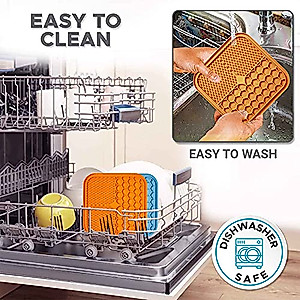 Licking Mat for Dogs and Cats,Connfiton [2 Pack] Slow Feeder for Dog,Dog Boredom and Anxiety Reducer,Snuffle Mat for Dogs,Dog Puzzle Toys,Slow Feeder Dog Bowls Bathing,Grooming and Training BPA-Free