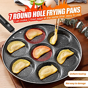 YCWF 7 Holes Egg Frying Pan, Mini Pancake Maker,Aluminum Non Stick Fried Eggs Cooking Pan Burger Mold Kitchen Cookware Household Tool for Home Breakfast