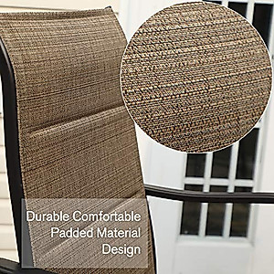 PHI VILLA Outdoor Swivel Bar Stool Set of 2 Patio Bar Chair Padded Textilene for Bistro Lawn All Weather Furniture Set, Brown