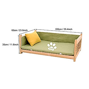 LXLA Elevated Dog Beds with Green Mattress, Indoor Wooden Frame Orthopedic Portable Pets Cot, for Large Medium Small Cats and Dogs (Size : XXL 100×60×30cm)