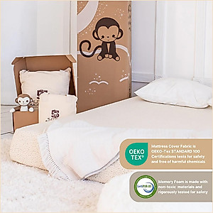 5 Little Monkeys Original Kids Memory Foam Mattress, Organic Cotton Removable Cover, CertiPUR-US ® Certified Memory Foam, OEKOTEK-Certified Fabric, Maximum Pressure Relief (Twin)