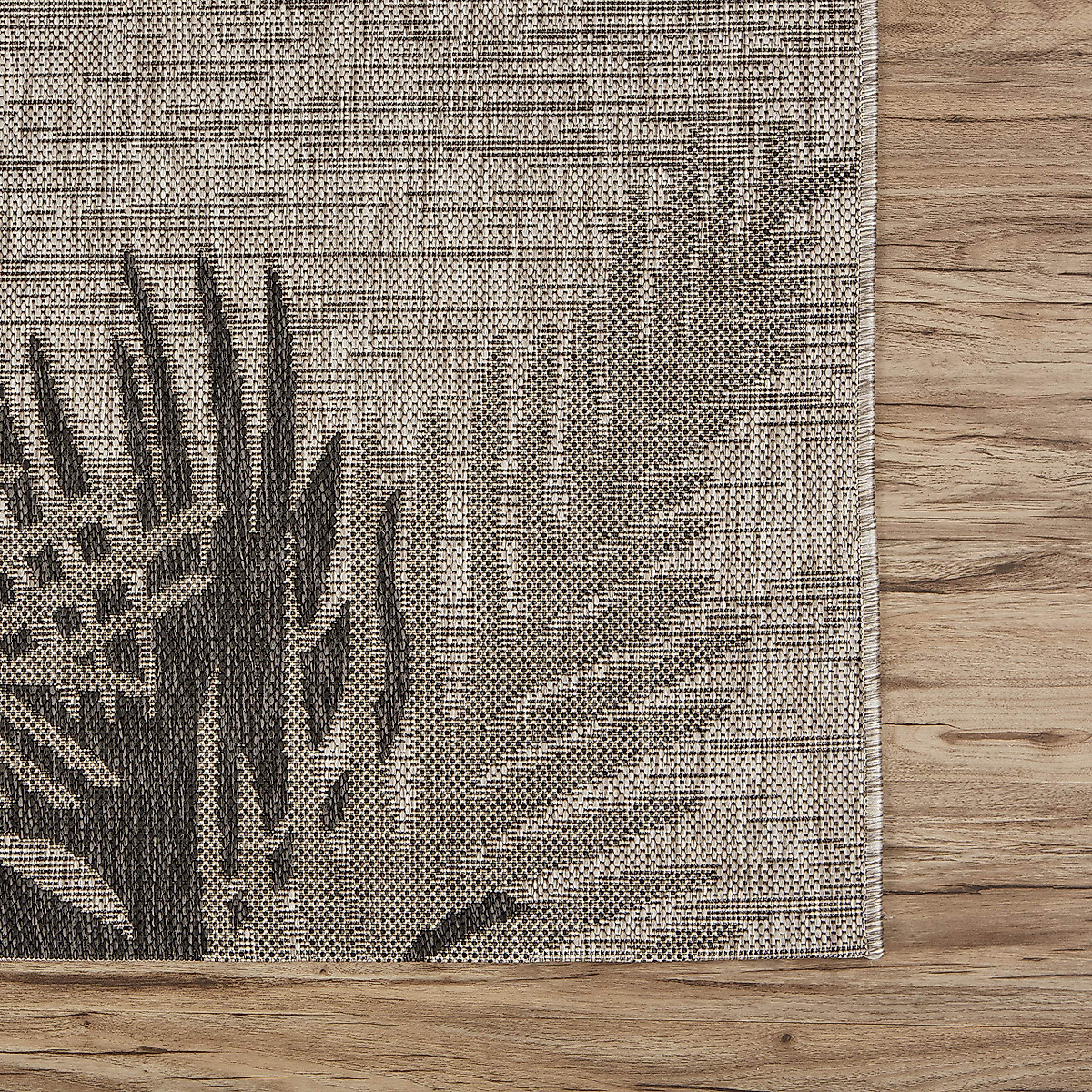 LR Home Captiva Shaded Palms Indoor/Outdoor Area Rug, 5' x 7', Beige/Black