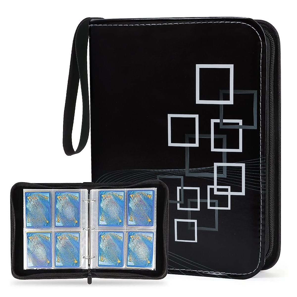 Card Binder Trading Cards Case with 55 Sleeves 4-Pocket Card Book Holder Fits 440 Cards for TCG Game Cards Collection Sports Trading Cards Collector Album