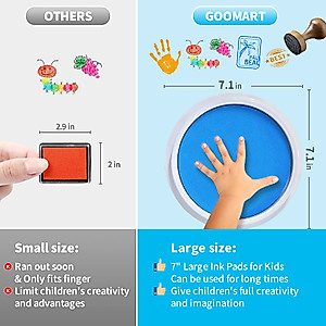 GooMart Washable Large Ink Pads for Rubber Stamps Kids (8 colors)