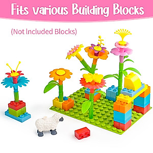 PREBOX Flower Building Toys Set for Toddler Girls - Birthday Gifts and Fine Motor Skills Toys for Kids Age 3 4 5 6 yr, STEM Crafts and Build a Garden with Insects and Animals