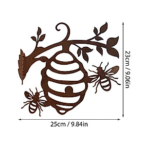 XUANQI Metal Bee Hive Garden Decor Metal Beehive Garden Gift Honey Home Decoration Metal Wall Decoration Wrought Iron Wall Decor, Gold, 25x30cm9.8x11in