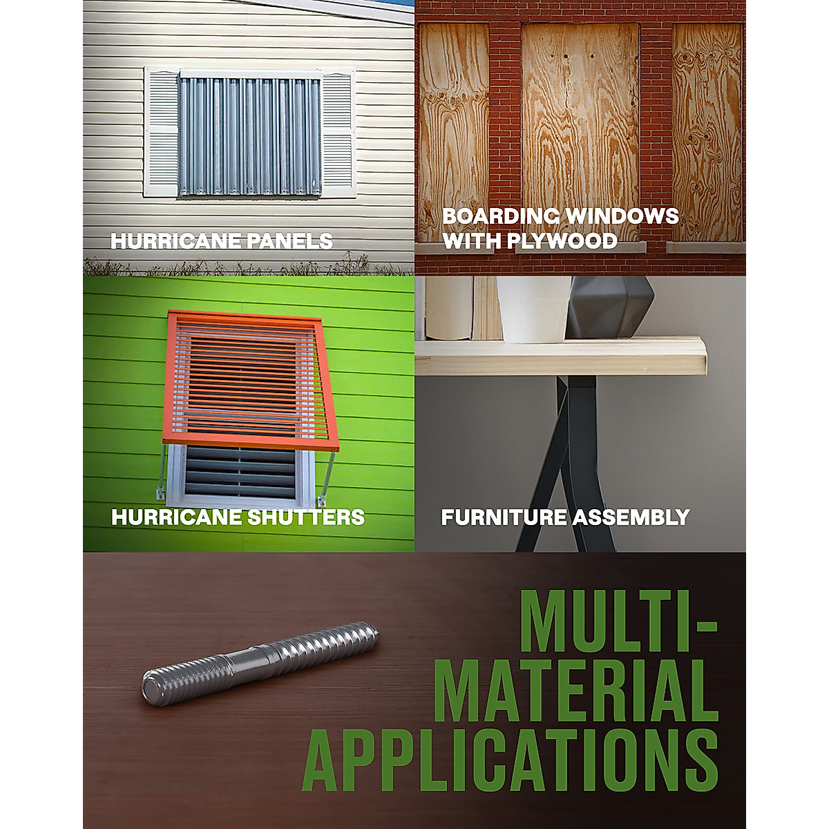 Hillman Group Hanger Bolt, Hurricane Hardware, 25 Pieces, Rust-Resistant, Durable, Headless Fasteners, (1/4" x 2 1/2") Stainless Steel (707316)