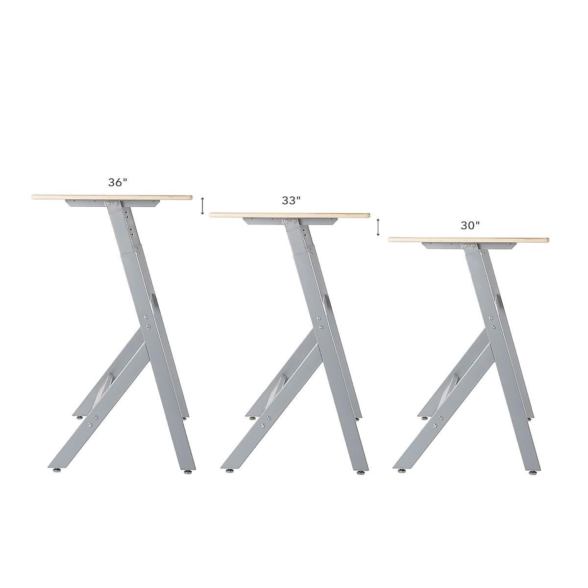 Guidecraft Standing Collaboration Desk for Kids and Adults: Adjustable Height Birch Plywood Table with Metal Legs for Home, Office, Classrooms and More