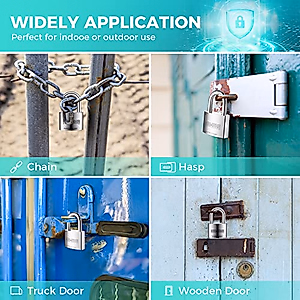 KAWAHA 41/40-4P 1-9/16 inch (40mm) High Security Stainless Steel Padlock with Key for Both Indoor and Outdoor use (SUS304 Stainless Steel, Heavy Duty, Anti-Rust) (40mm, Keyed Alike - 4 Pack)