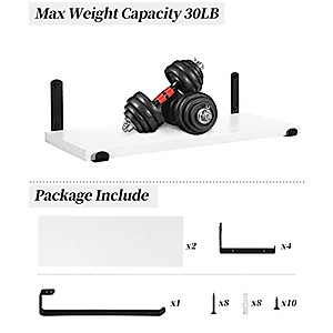 Godimerhea White Floating Shelves with Towel Holder, Modern Wall Mounted Shelf Set of 2, Neutral Wooden Storage for Wall Decorative Hanging Shelf for Bathroom, Kitchen, Living Room