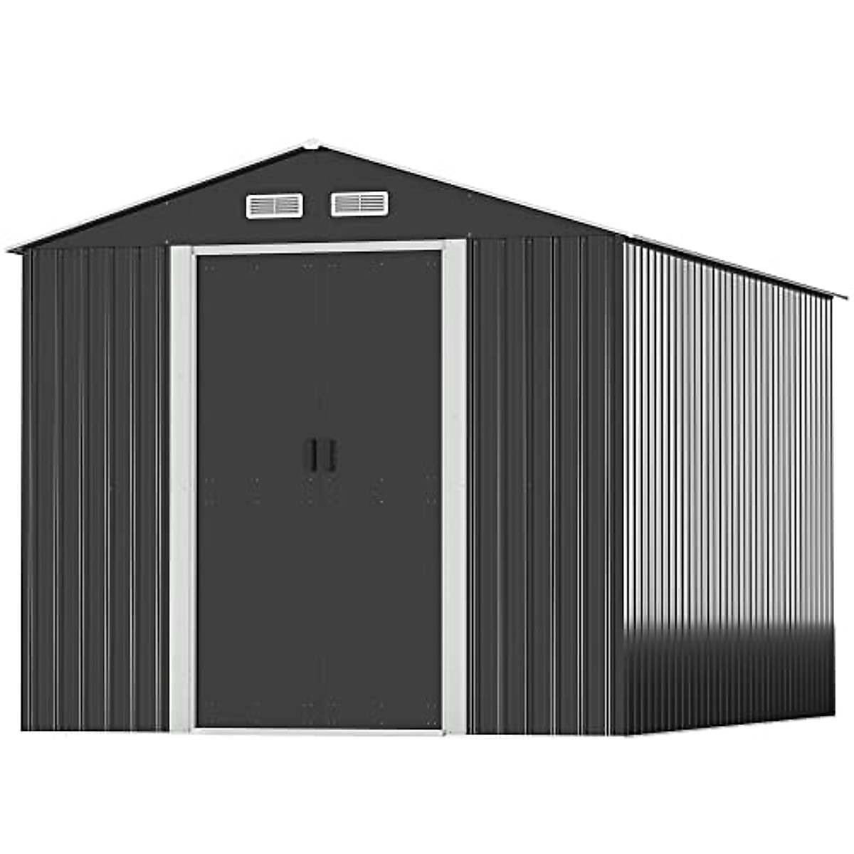 HOGYME 8.5 x 13 FT Large Outdoor Storage Shed, Tall Metal Garden Sheds for Bike, Lawnmower, Garbage Can, Sheds & Outdoor Storage for Backyard Patio Lawn with Lockable Doors and Air Vents, Deep Gray