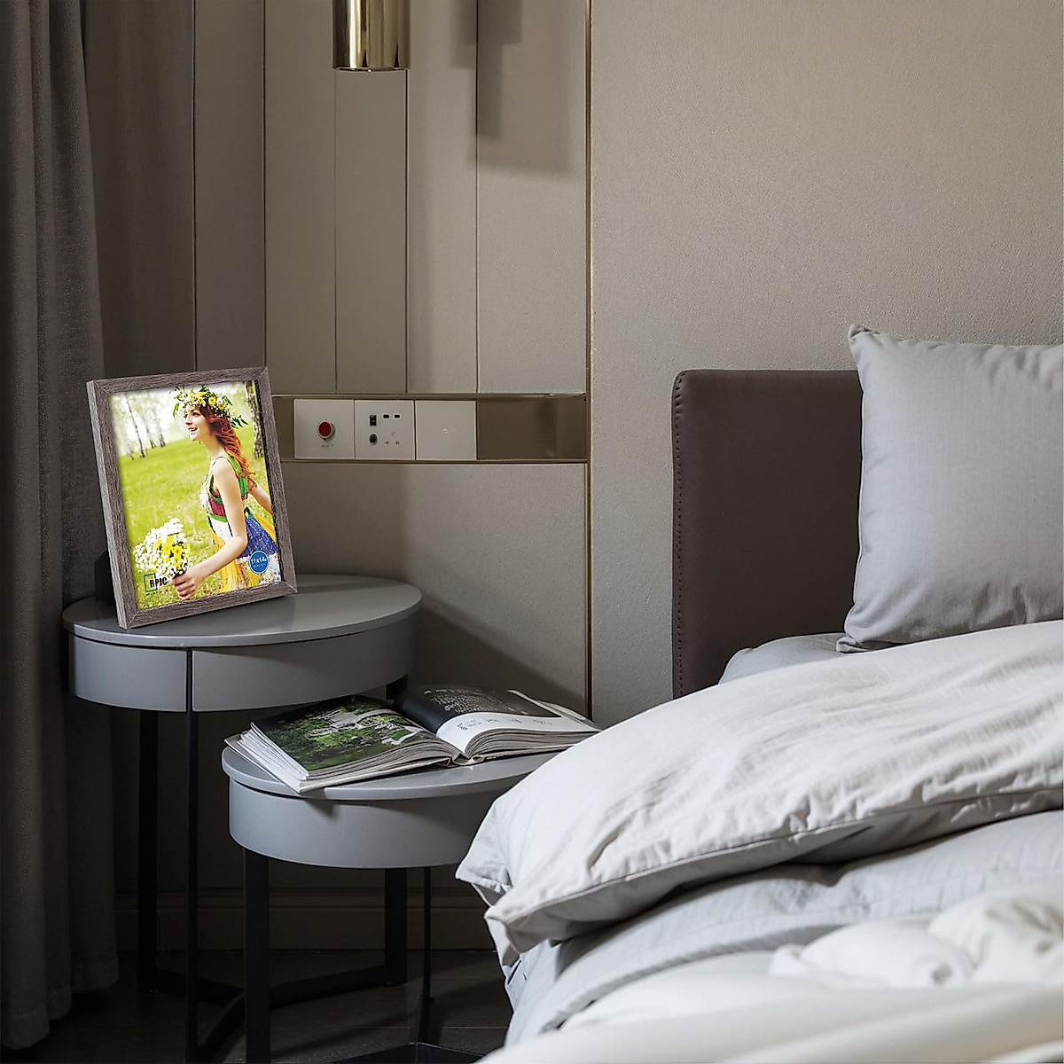 RPJC 11x14 inch Photo Frame Made of Solid Wood High Definition Glass Display Pictures for Wall Mounting Picture Frame with Stand Rustic White