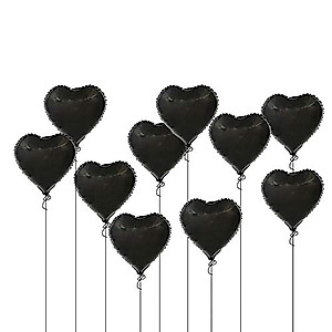 10pcs Foil Heart Helium Balloon 18" Heart Aluminum Foil Balloons Party Wedding Birthday Decor(Black)