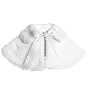 White Girl's Soft Faux Fur Cape with Satin Tie - Size 2T