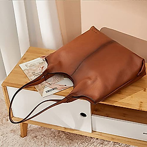 BOSTANTEN Women Handbags Designer Shoulder Tote Bag Soft Genuine Leather Top-handle Purse Brown