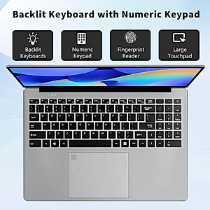 FUNYET 16 Inch Laptop Computer, Gaming Laptop, 16GB RAM 512GB SSD, Intel 12th Gen N95 Processor(up to 3.4GHz), FHD 1920 * 1200, 180 Angle Opening, Fingerprint Unlock, Backlit Keyboard, Windows 11 Pro