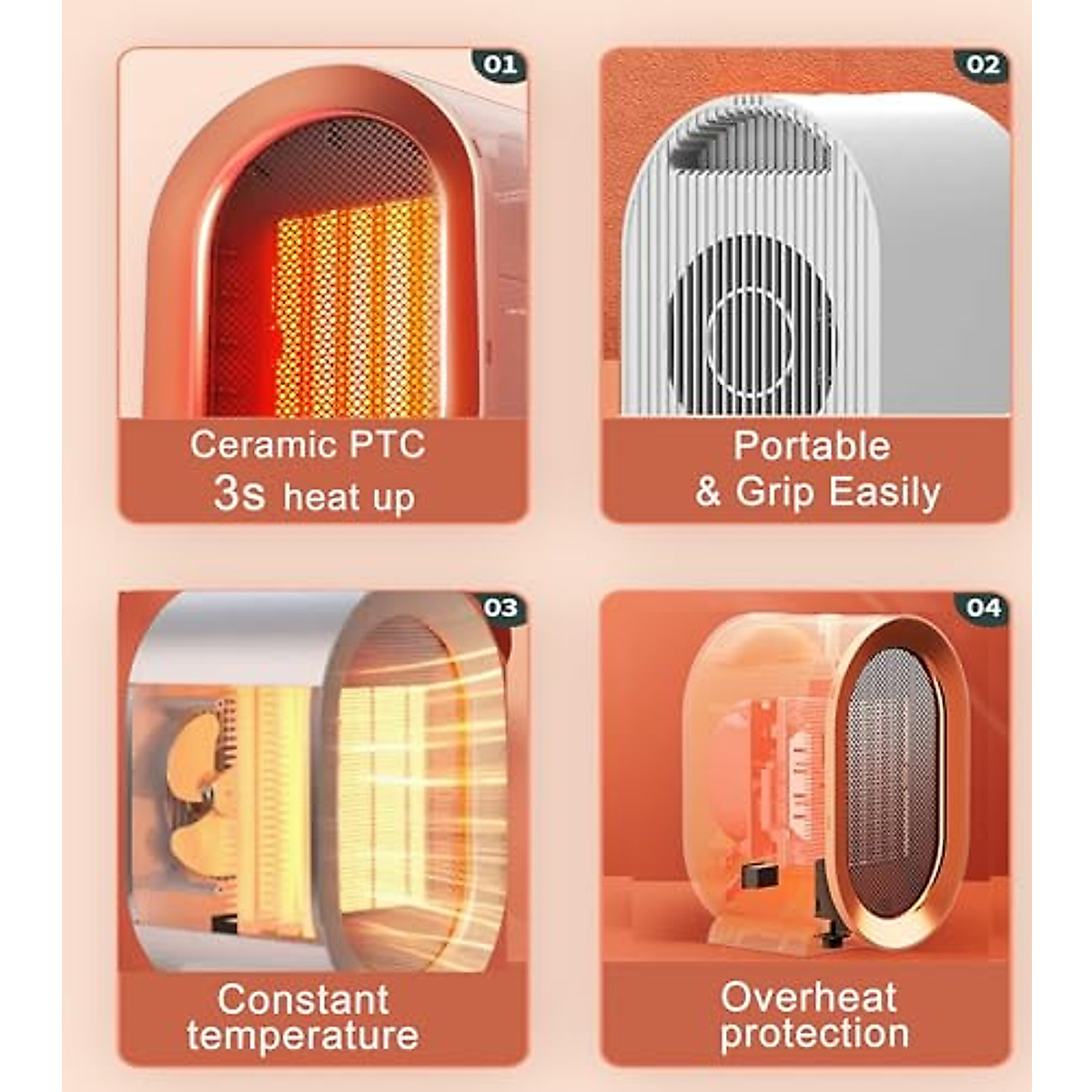 electric space heaters for indoor use: plug in portable small room personal heater with fan for bedroom bathroom | 1200 watt mini heater for office under desk table quiet handy 300 sq ft air heat