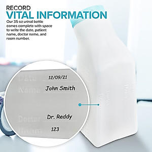 Male Urine Bottles 2 Pack (35 oz), Portable Urinals for Men Spill Proof Nighttime, Pee Bottles for Men with Screw-On Lid, Travel Urinals for Seniors with Easy-to-Read Measurement Lines