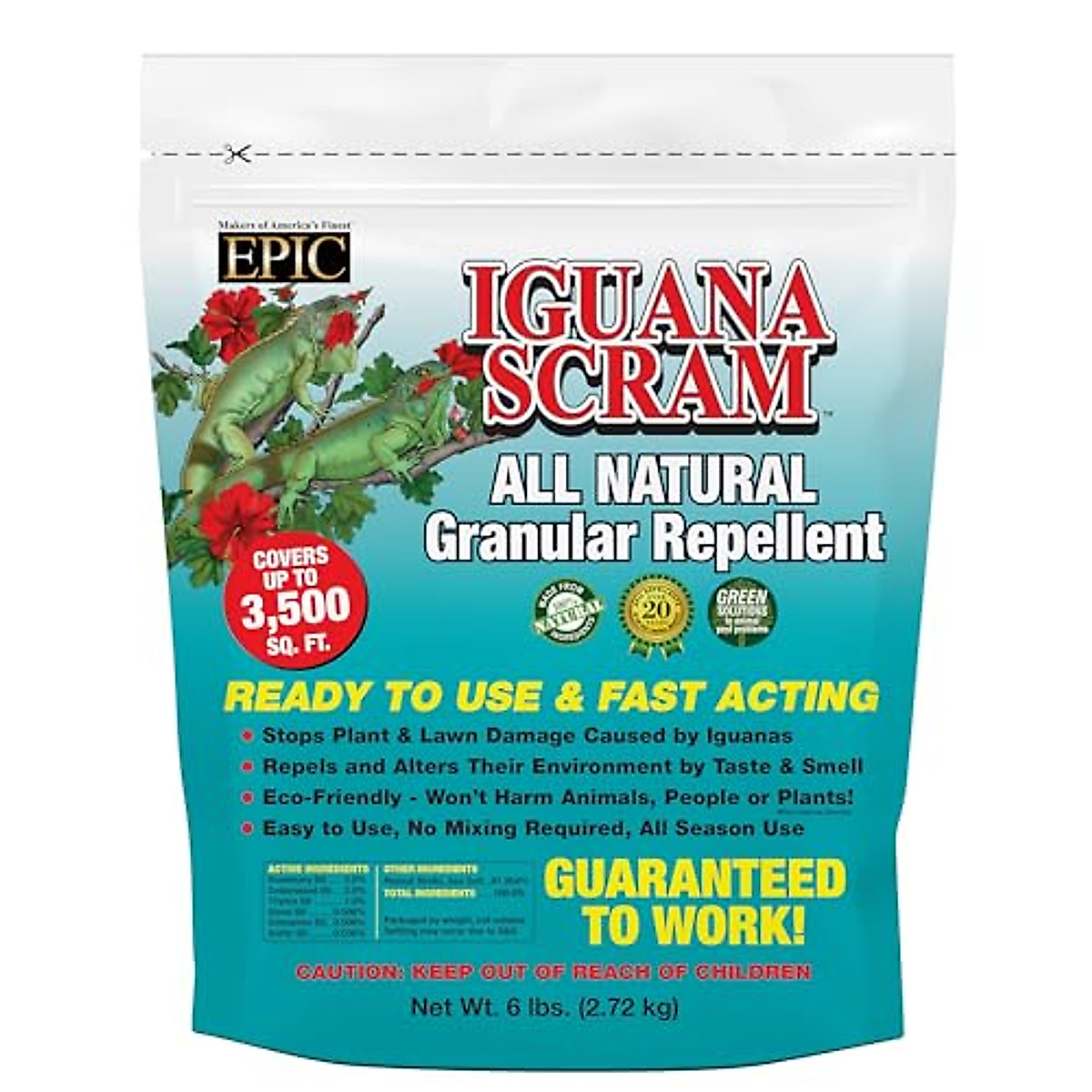 Enviro Protection Industries Iguana Scram All Natural Granular Repellent - All-Natural, Animal, People and Pet Safe Granule from Epic Repellents (6 lb Bag)