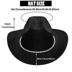 Classic Felt Wide Brim Western Cowboy & Cowgirl Hat with Buckle for Women and Men(Size:M)