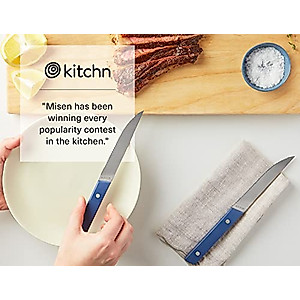 Misen Steak Knives Set of 4 - Precision Serrated Blades for Effortless Dining - Stainless Steel - Superior Cuts with Four Steak Knives Handles for Stylish Elegance - Blue