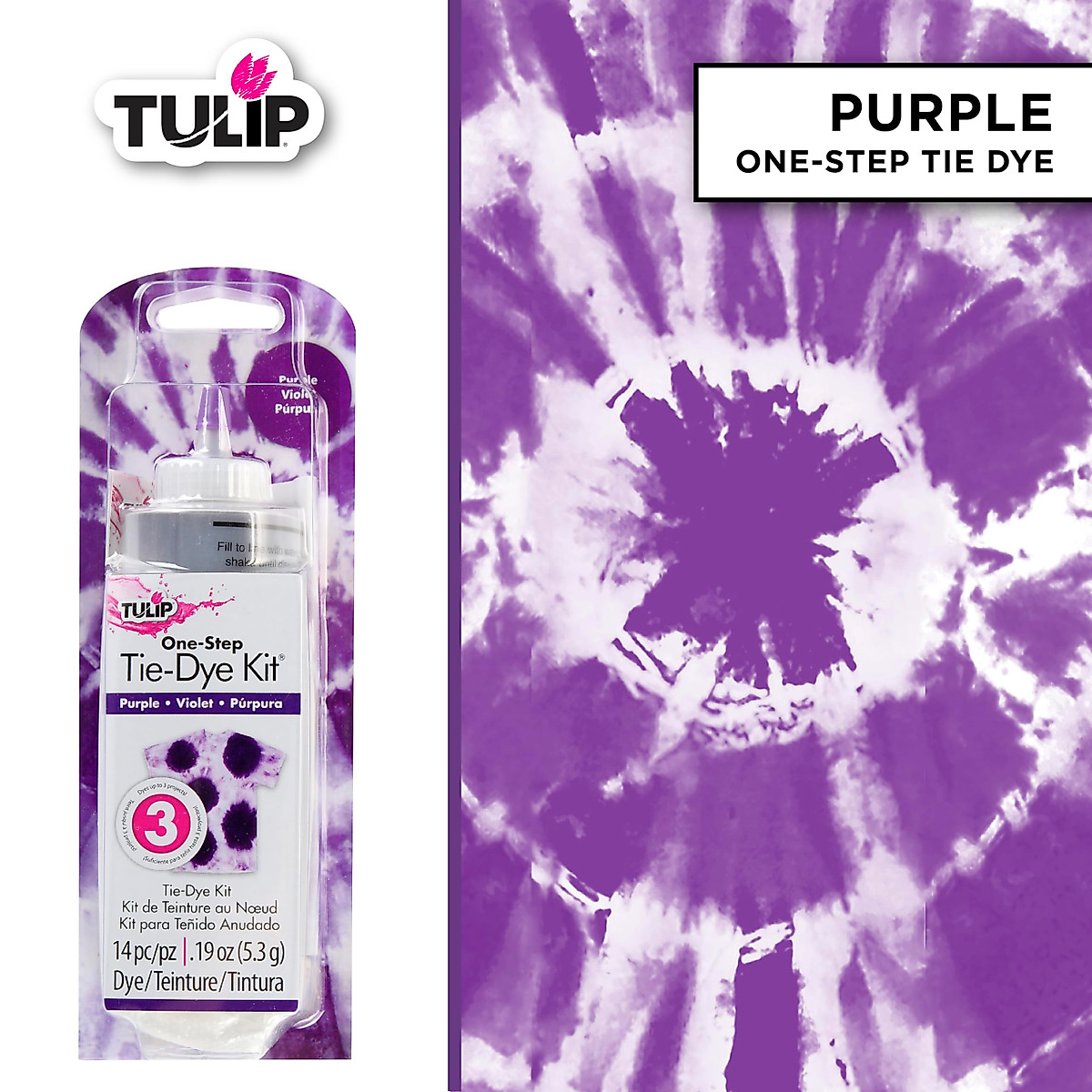 Tulip One-Step Tie-Dye Kit Tulip Fabric Dye Open Stock 21545 Fdy Opstk Purple 3/36, As Detailed