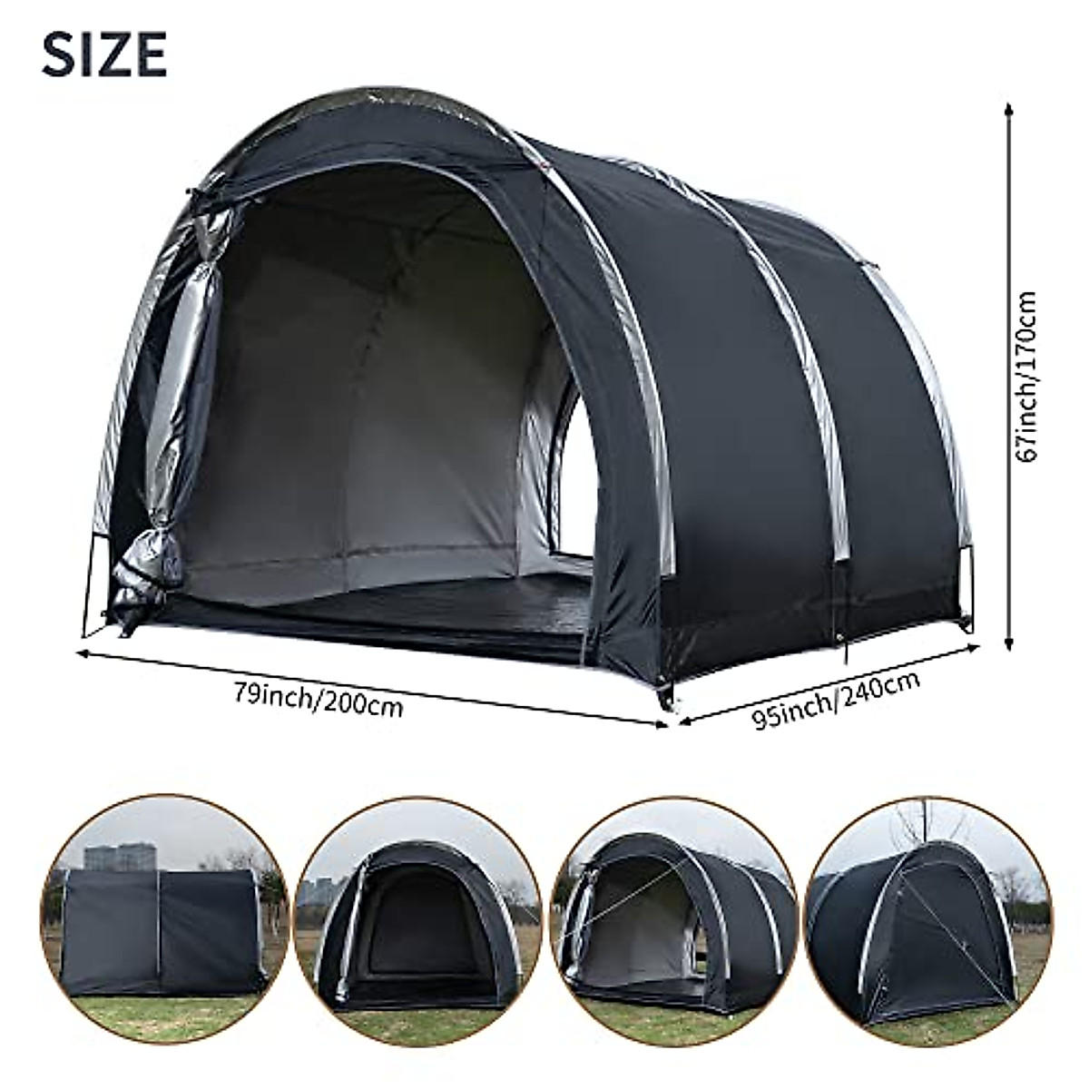 Storage Shed Large Bike Cover Storage Shed Tent Portable Garage Shelter Storage Shelter Outdoor Shade for Patio Furniture,Lawn Mower,Bike,Motorcycle Storage Waterproof Lawn Mower Garden Tools Shed