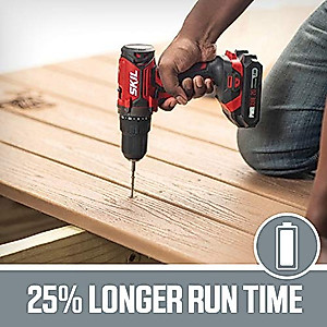 SKIL 20V 2-Tool Combo Kit: 20V Cordless Drill Driver and Impact Driver Kit Includes 2.0Ah PWR CORE 20 Lithium Battery and Charger - CB739001