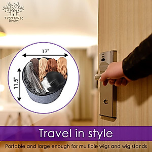 TreeHouse London XL Breathable Felt Wig Storage Travel Case & Yarn Storage Bag, Collapsible Container & Lid, 11" High, Wig Holder Case for Men & Women, Cosmetic Closet Organizer Bag