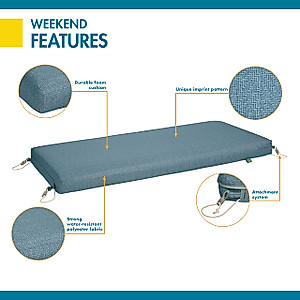 Duck Covers Weekend Water-Resistant Outdoor Bench Cushion, 59 x 18 x 3 Inch, Blue Shadow, Patio Furniture Cushions