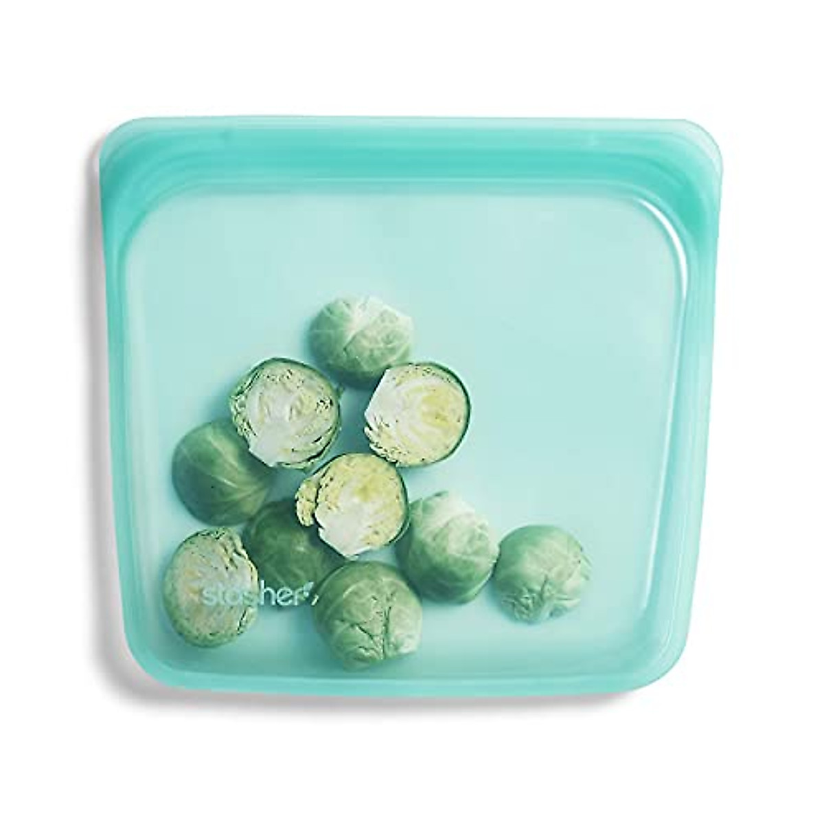 Stasher STSU01A Silicone Reusable, Stand-Up Mid (Clear) & Silicone Reusable Storage Bag, Sandwich (Aqua) | Food Meal Prep Storage Container