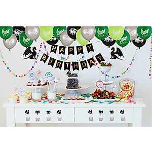 Dragon Birthday Party Decorations Dungeons and Dragons Theme Fantasy Party Supplies Including Dragon Cake Decoration and Toppers, Dragon Balloon Garland and Birthday Banner