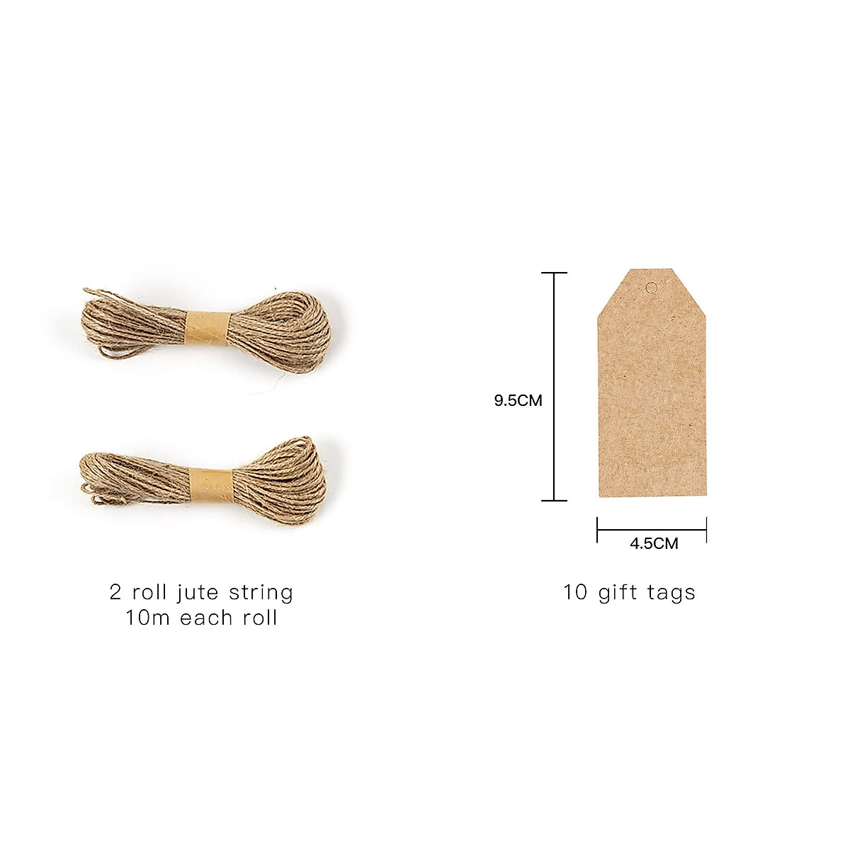 RUSPEPA Wrapping Paper Rolls with Tags and Jute String - Mini Roll - 17 inches x 10 feet per Roll, Total of 3 Rolls, Birthday