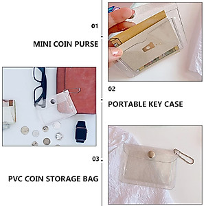 NUOBESTY 2pcs Clear Coin Purse Keychain Transparent PVC Change Purse Wallets Beauty Makeup Lipstick Cosmetic Accessories Organizer Cards Storage for Women Girls