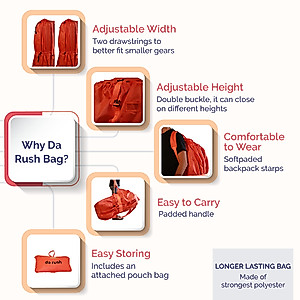 Da Rush Stroller Bag for Airplane Travel - Heavy Duty Multifunctional Stroller Bag with Luggage Strap to Use as Car Seat Travel Belt - 3 in 1 Gate Check Bag that Fits Standard or Double Strollers