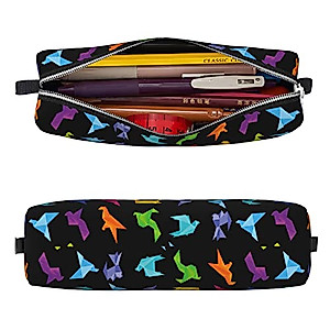 allgobee Pu Leather Pencil Bag Pen Case Origami-Bird-Art-Japan-Craft Students Stationery Pouch Pencil Holder Desk Organizer
