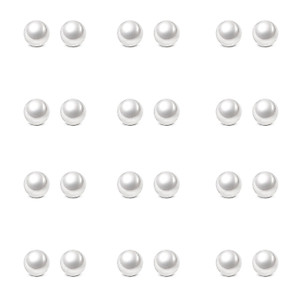 Charisma 5mm Composite Pearl Earrings Round Ball Pearls Stud Earrings Hypoallergenic 12 Pairs Imitation Pearl Earrings Set for Women