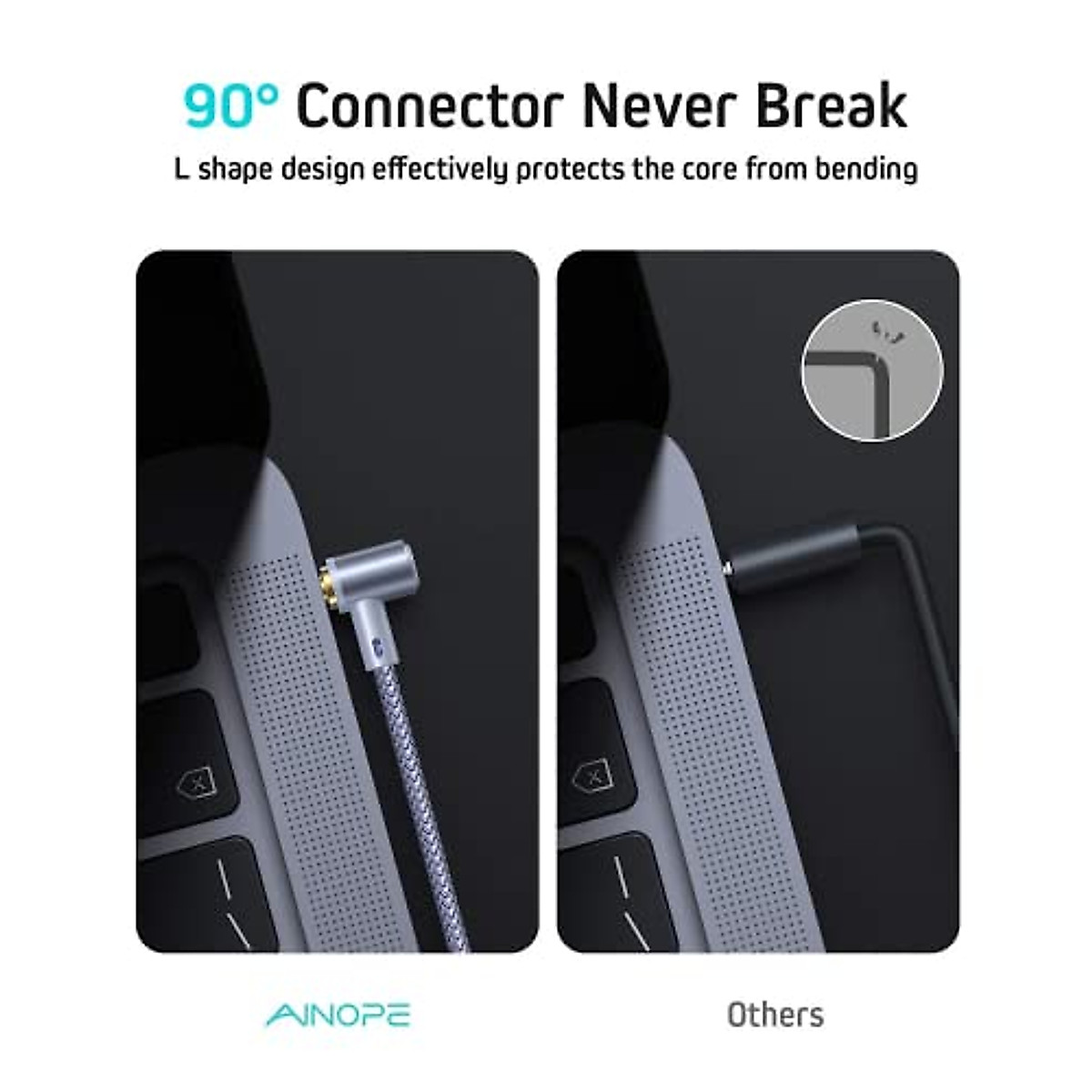 AINOPE Aux Cables [2-Pack/8.2ft], 90°Angled 3.5mm Aux Cord[Hi-Fi Sound, Nylon Braided] Male to Male Stereo Audio Cables Compatible with Car, Studio, Recorder, Smartphone- Grey